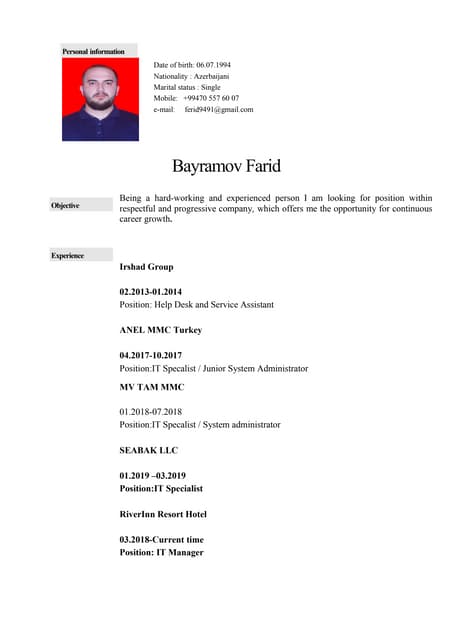 Bayramov Farid Resume | PDF