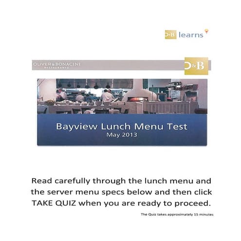 Bayview lunch menu | PDF | Dining Out | Food & Drink