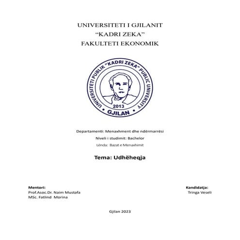 MENAXHMENTI - Dr. Berim Ramosaj (Pyetje dhe përgjigje) | PDF