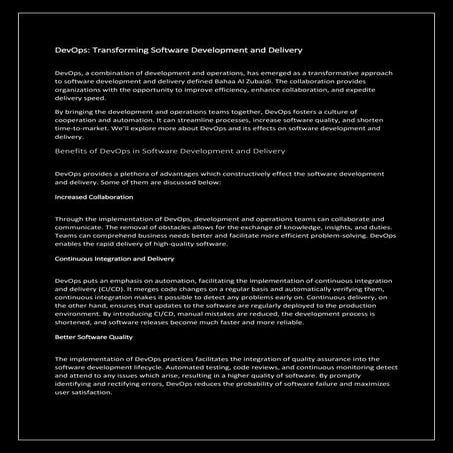Devops Transforming Software Development And Delivery Pdf