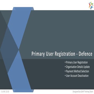 Buyer Module GeM 3.0- Primary User Registration - Defence | PDF