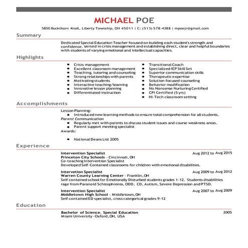 Michael Poe Resume | PDF