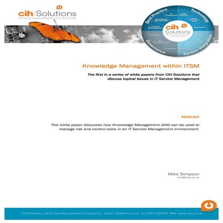 Knowledge Management within ITSM White Paper - 2.0 | PDF