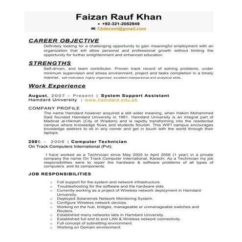 Faizan CV | PDF