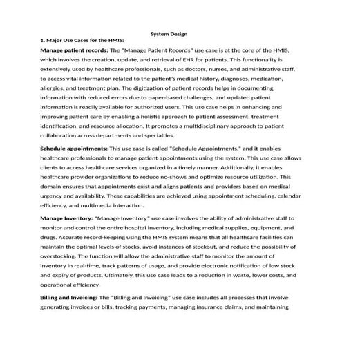 Information system analysis and Design project | DOCX