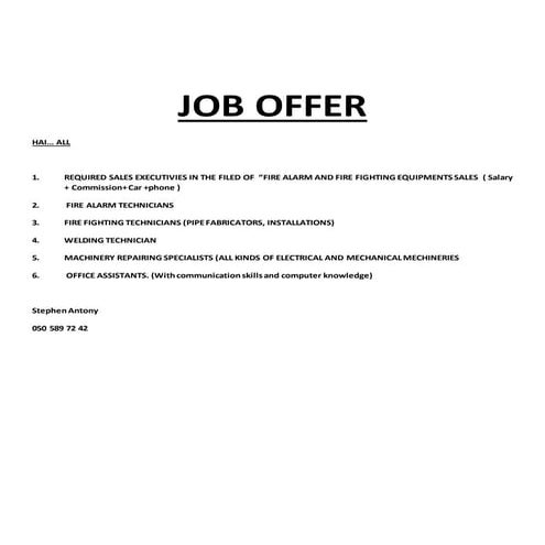 JOB OFFER-1 | PDF