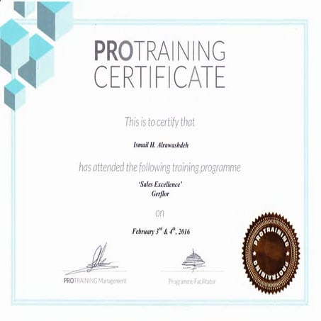 Ismail ProTraining Certificate | PDF