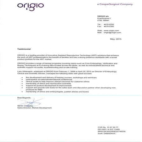 Testimonial Sören Venderby Origio May 2015 | PDF