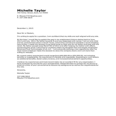 Michelle Taylor Cover Letter | DOCX