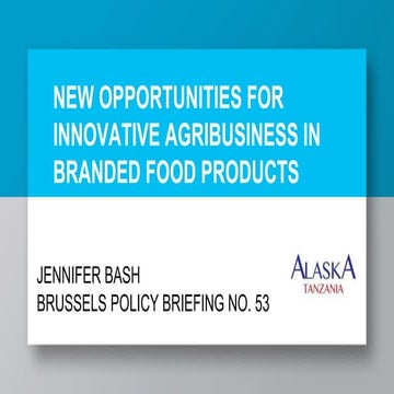 Brussels Briefing 53: Jennifer Bash '' New opportunities for innovative ...