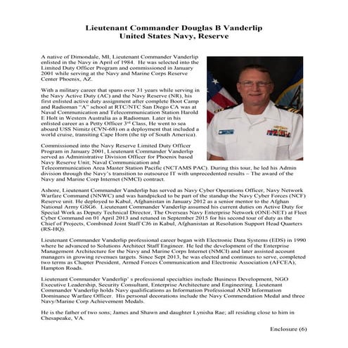Encl 6 LCDR Vanderlip Bio Final 2016a | PDF