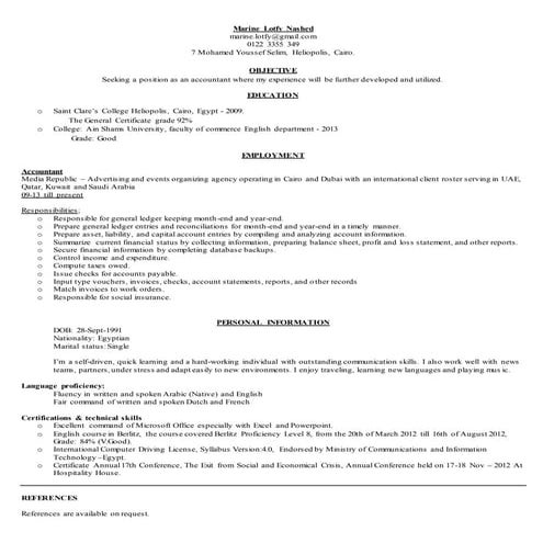 Marine Lotfy Nashed CV | DOCX