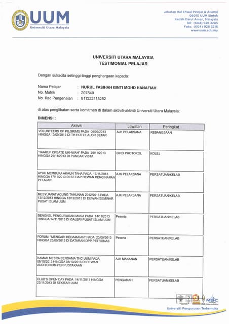 ACADEMIC TRANSCRIPT MATRICULATION LABUAN | PDF