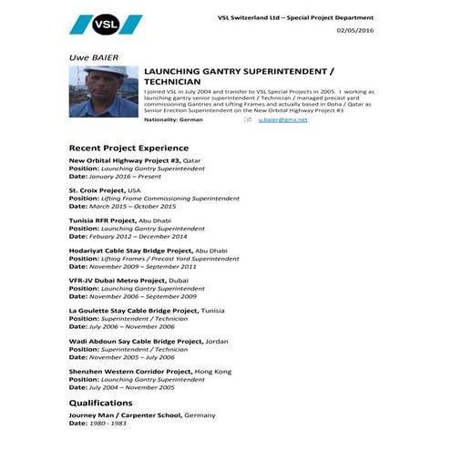 CV short - BAIER, Uwe ^05. 2016 | PDF