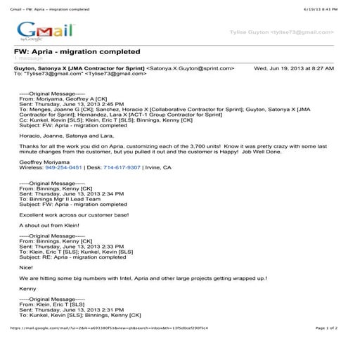 Gmail - FW: Apria - migration completed | PDF