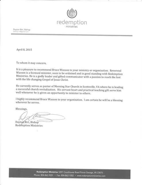 Pastors Letter Of Recommendation | PDF