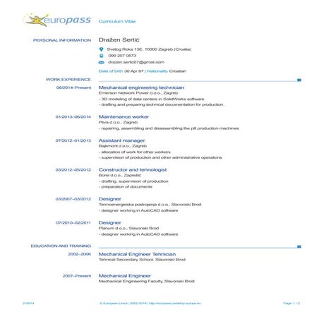 Europass-CV-Dražen | PDF