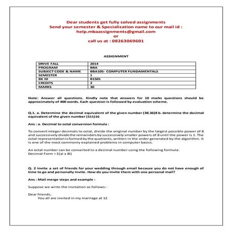 Bba105 computer fundamentals.. | DOCX