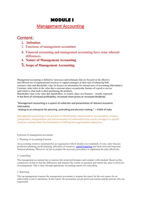 Management Accounting - Functions, Characteristics, Objectives ...