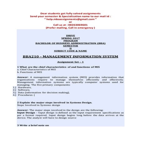 Bba210 – management information system | DOCX