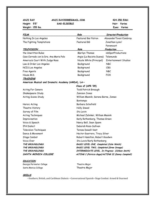 Acting Resume | PDF