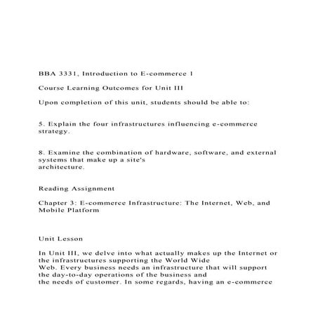 BBA 3331, Introduction to E-commerce 1 Course Learnin.docx