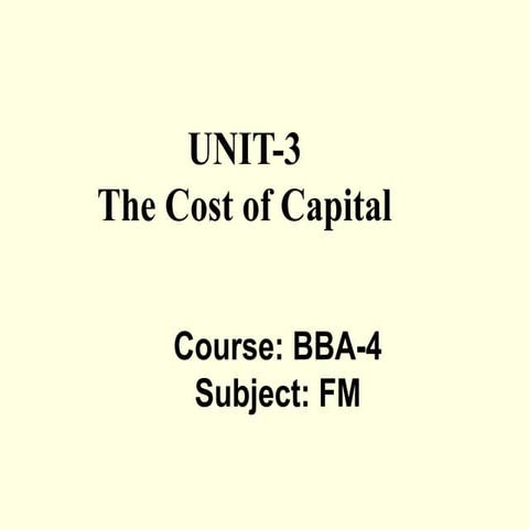 Bba 4 fm u 3 cost of capital | PPT