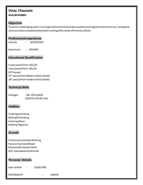 Vinay Chaurasia resume | PDF Vinay Chaurasia resume | PDF