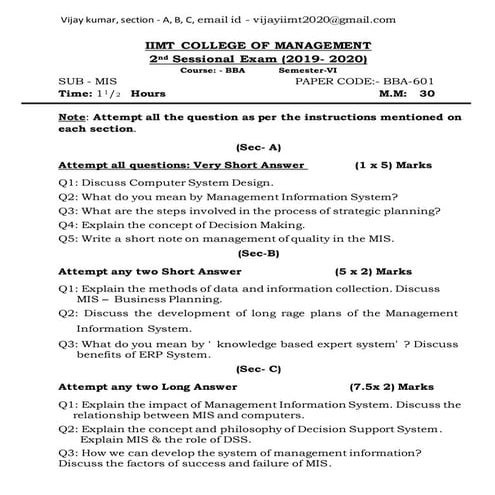MIS - Management information System | DOC