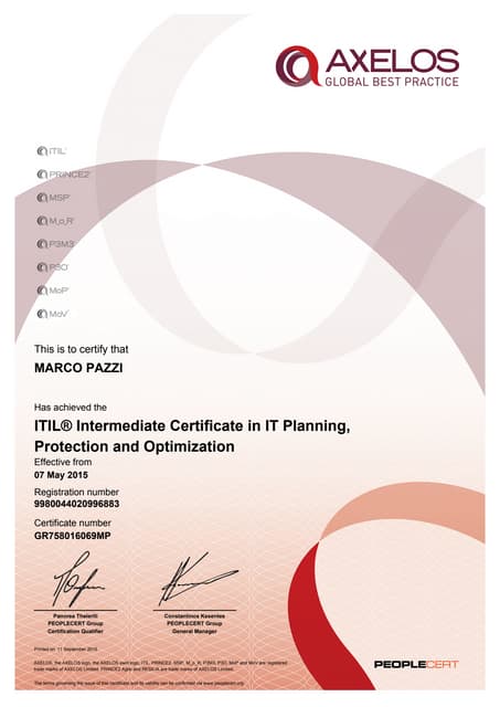 ITIL Certificate | PDF