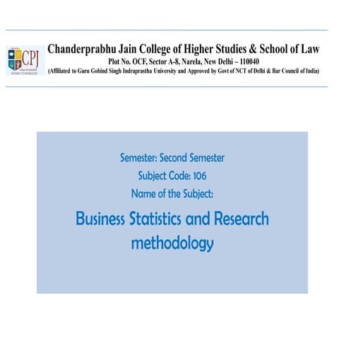 Business Statistics and Research Methodology | PDF
