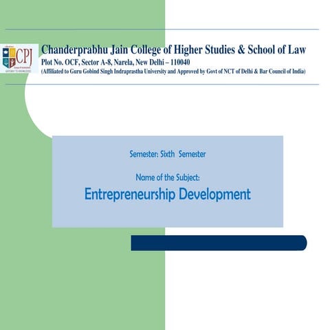 Entrepreneurship development | PPT