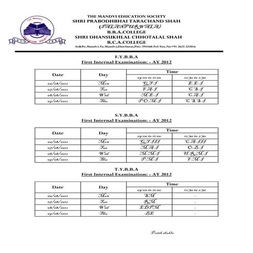 Bba exam schedule.(2) | PDF