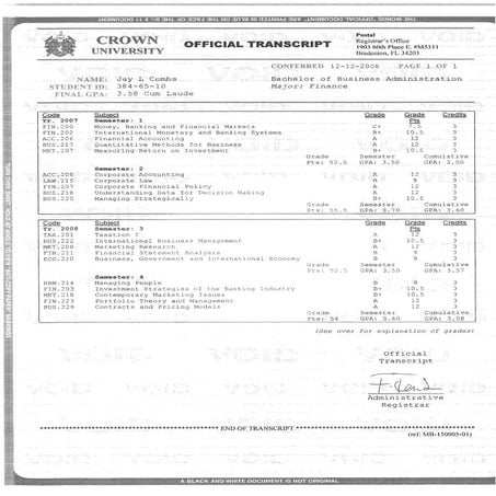 UTPB Transcript | PDF