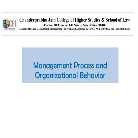Management Process and Organizational Behavior | PDF