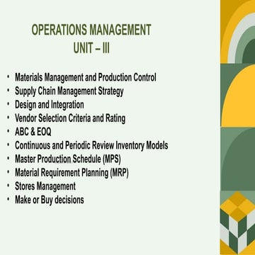 operations management bba and mba unit 5 | PPTX