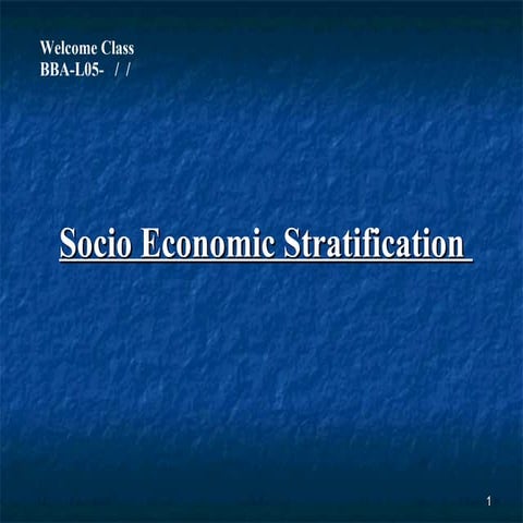 Bba L05 Dt Socio Economic Stratification | PPT