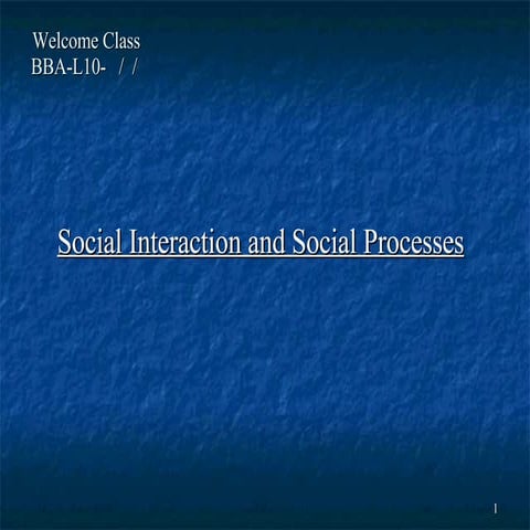 Bba L10 Dt Social Interaction And Social Processes | PPT