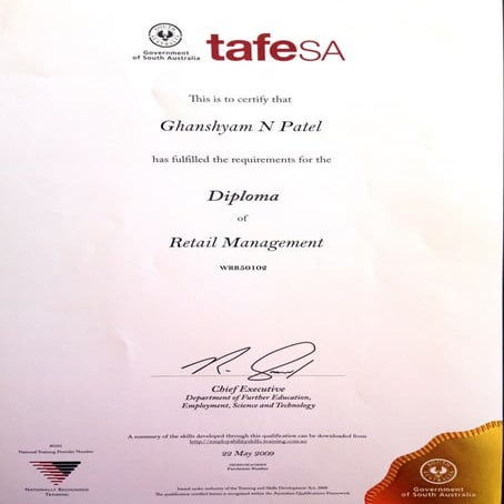 TAFE SA -Diploma in Retail Management and Certi IV in Retail Mangement ...