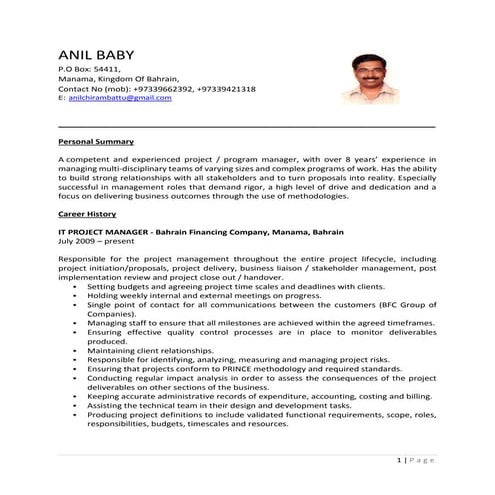 ANIL BABY _CV | PDF | Computing | Technology & Computing