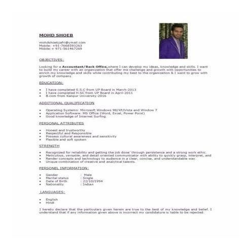 SHOEB RESUME | PDF