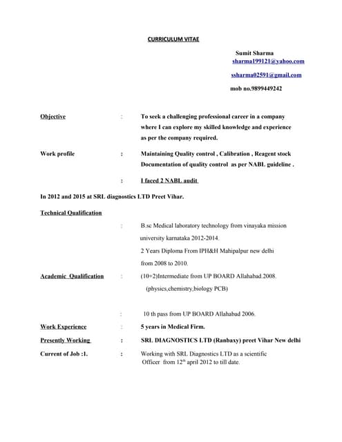 Arvind Resume | DOC | Pharmaceutical Industry | Industries