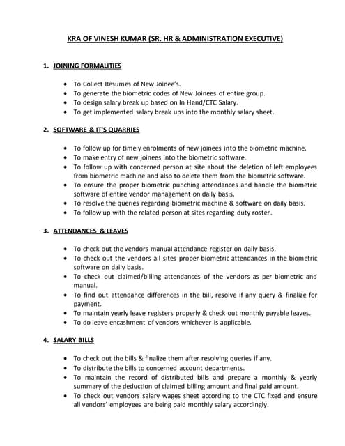 KRA for Head of HR | PDF