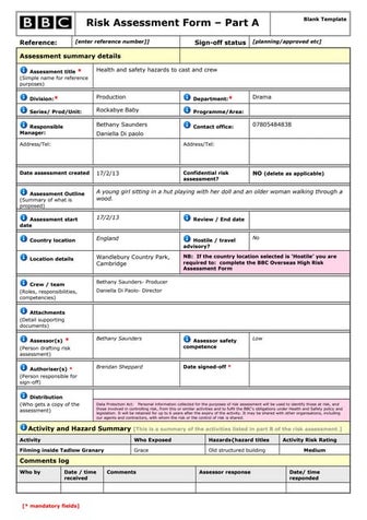 Safety risk assesment sheet | PDF