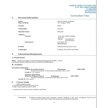 SIMON IMBATI CV | DOC