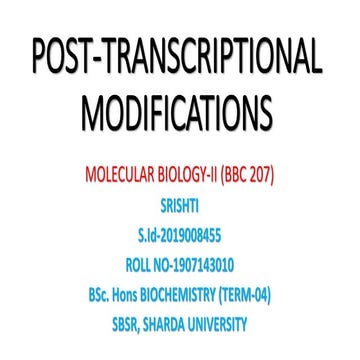 Post Transcriptional Modifications Pptx Chemistry Science