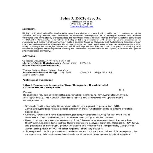 JohnDiclericoJr_resume | DOC