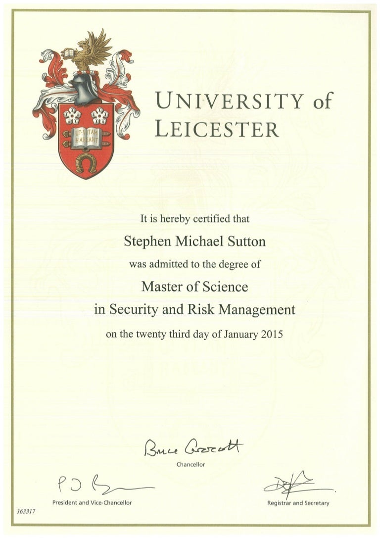 MSc Certificate