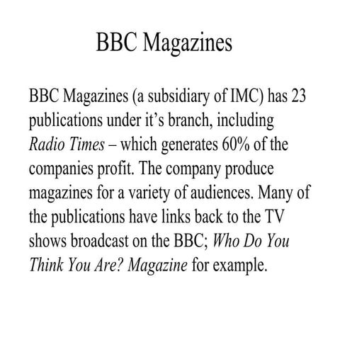 BBC Magazines | PPT | Public Radio | Talk Radio