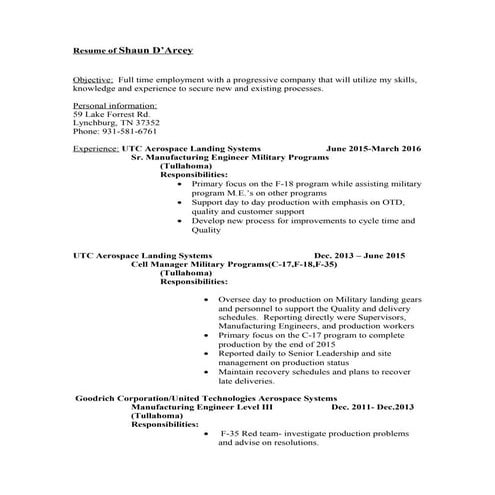 Resume of Shaun D | PDF